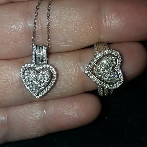 Affinity | Jewelry | Affinity Heart Diamond Ring Necklace | Poshmark